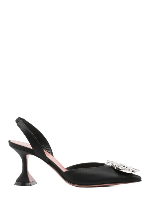 Amina Muaddi Begum Satin Slingback Pumps - Black