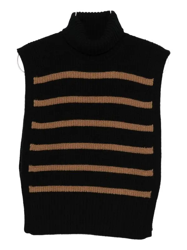 DAVANTINO Wool Turtleneck Sleeveless Sweater - Black