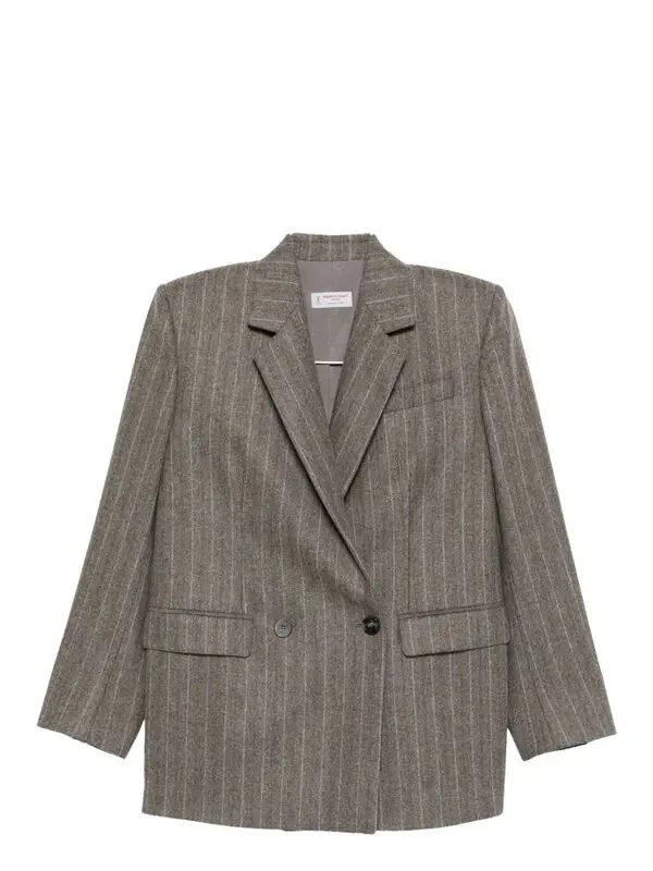 Alberto Biani Pinstripe Double-breasted Jacket - Brown