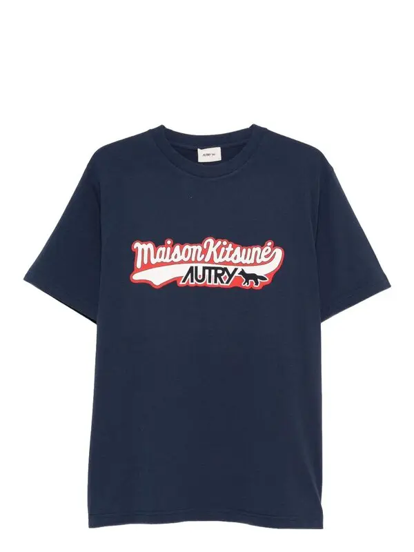 AUTRY X MAISON KITSUNE Logo Cotton T Shirt - Blue