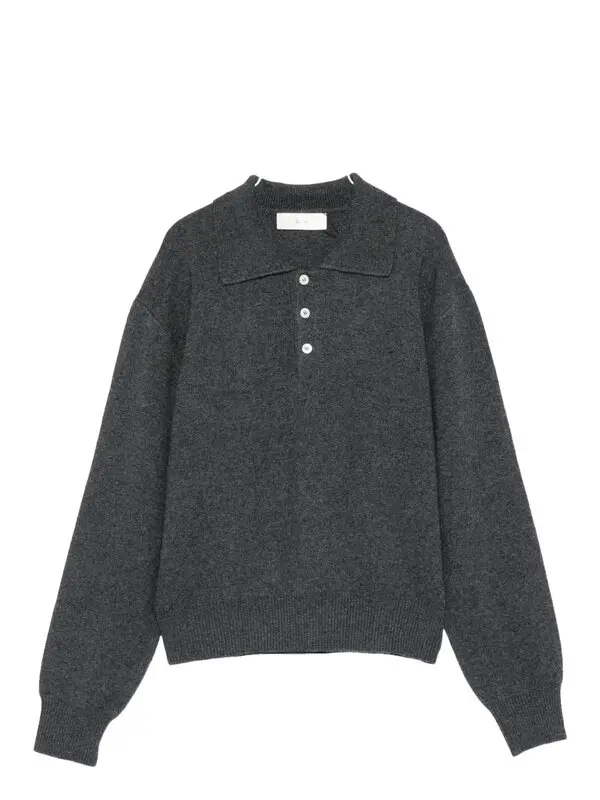 DUNST Wool Blend Polo Sweater - Grey