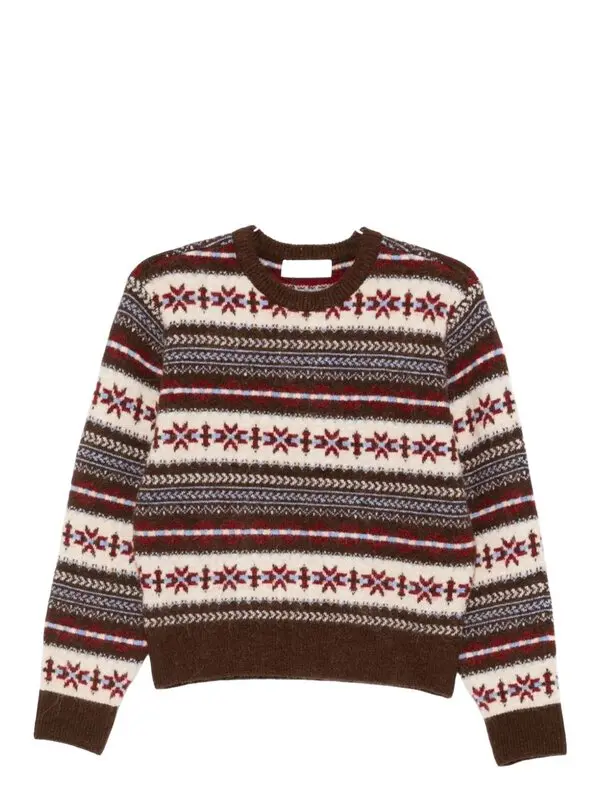 DUNST Wool Blend Fair Isle Jumper - Brown