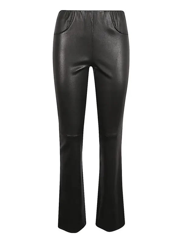 VIA MASINI 80 Leather Flared Leg Trousers - Black