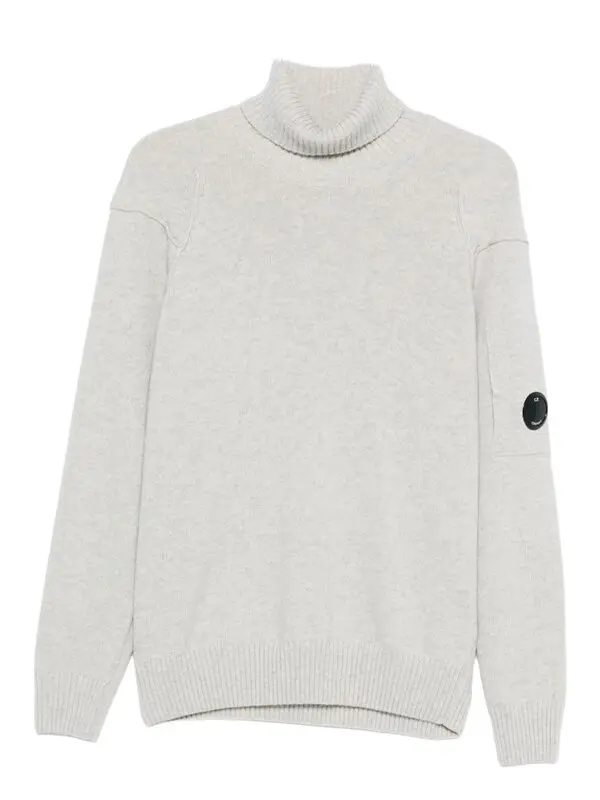 C.P. COMPANY Logo Wool Turtleneck Sweater - Light Grey