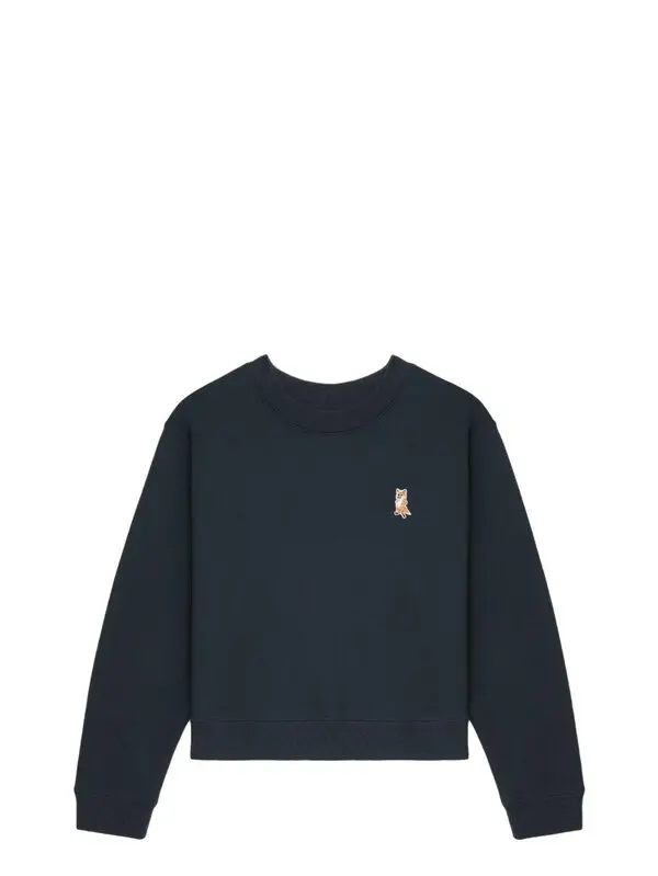 Maison Kitsuné Lady Fox Cropped Cotton Sweatshirt - Blue