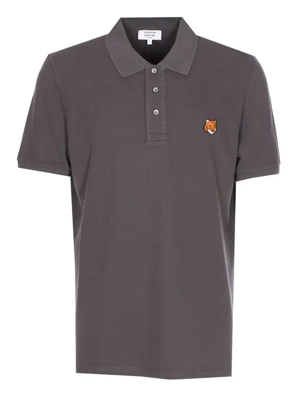 Maison Kitsuné Fox Head Cotton Polo Shirt - Grey