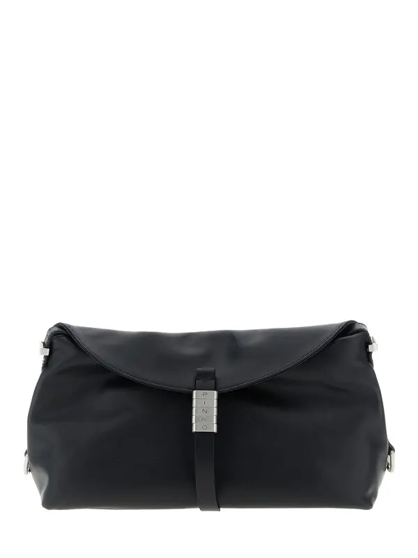 Pinko Saddle Baguette Leather Shoulder Bag - Black