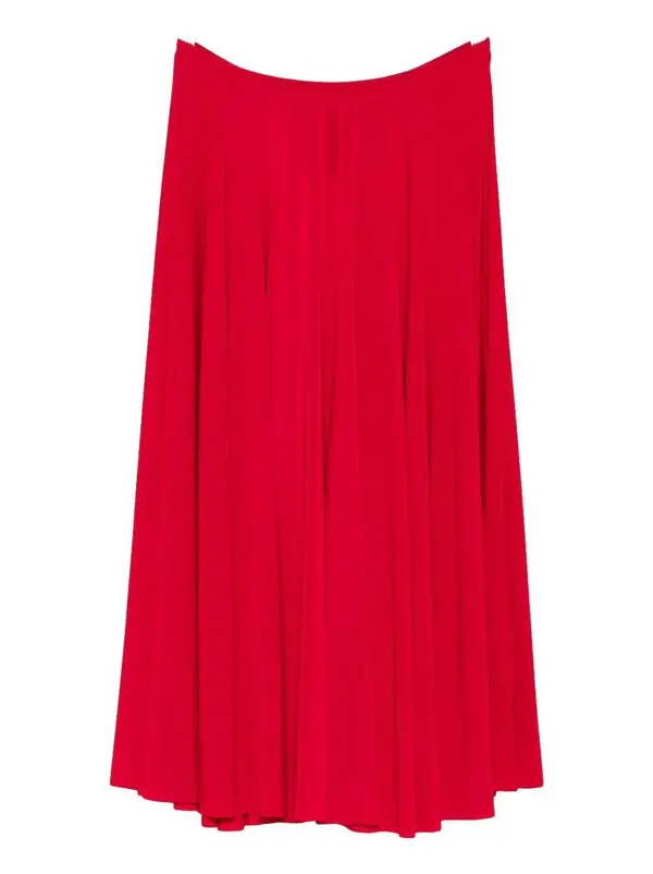 Norma Kamali Pleated Midi Skirt - Red