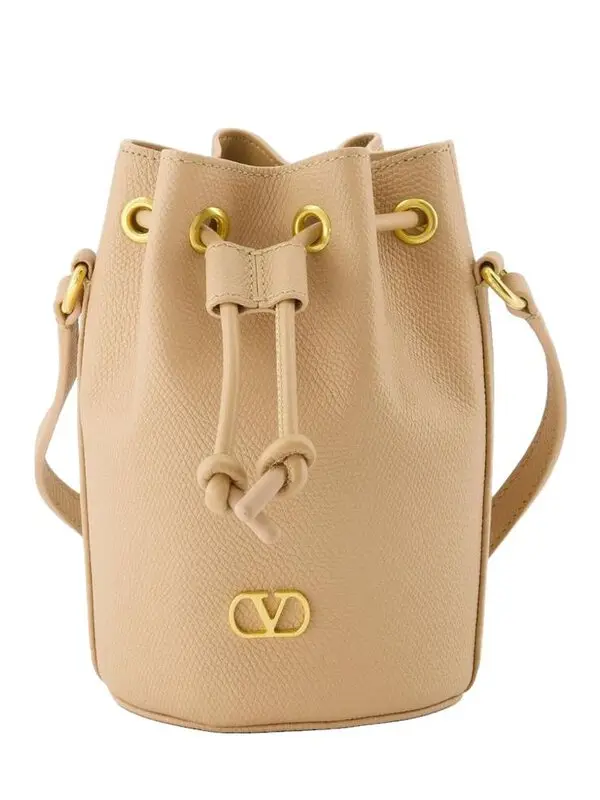 Valentino Garavani Vlogo Signature Mini Leather Bucket Bag - Powder