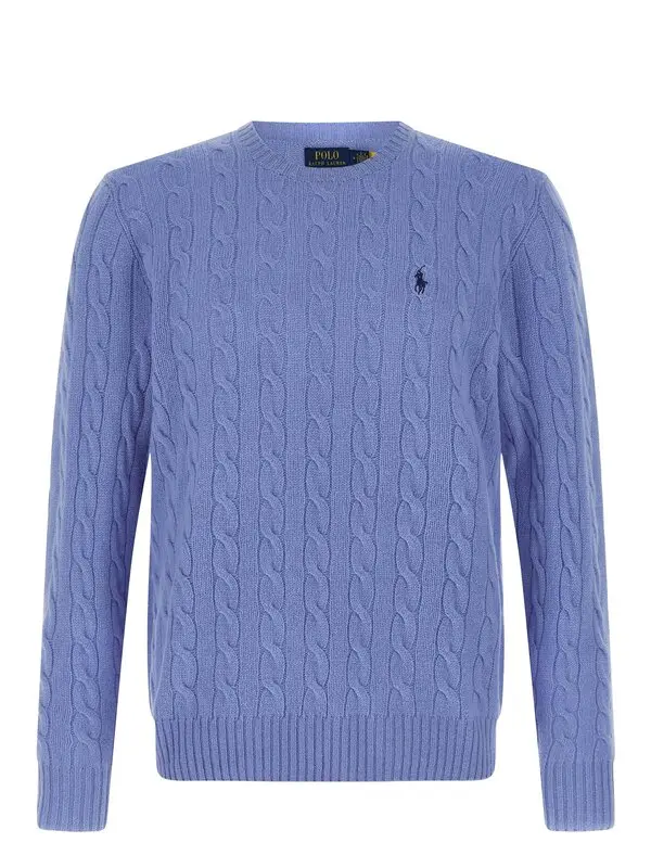 Polo Ralph Lauren Braided Wool And Cashmere Blend Sweater - Light Blue