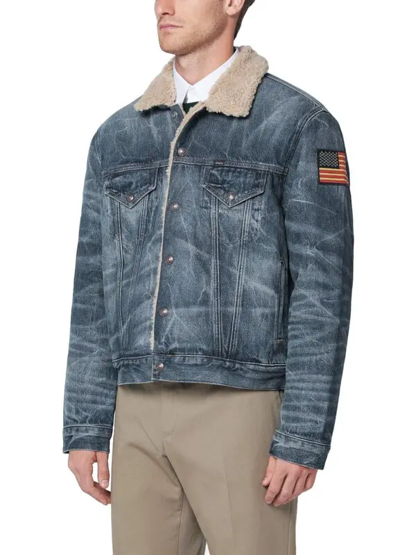 Ralph Lauren Denim Trucker Jacket With Fleece Lining - Light Blue