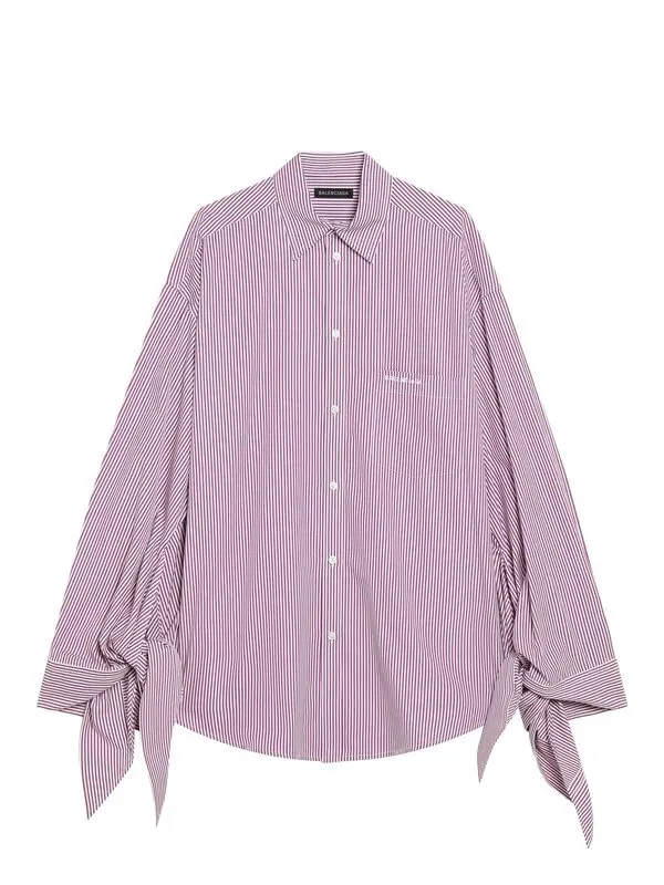 Balenciaga Striped Cotton Shirt - Burgundy