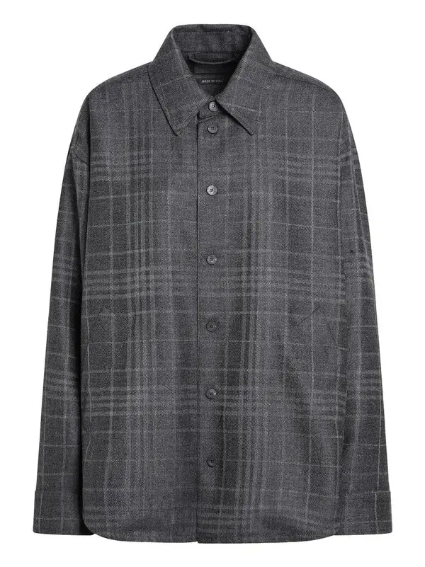 Balenciaga Wool Tartan Shirt Jacket - Grey