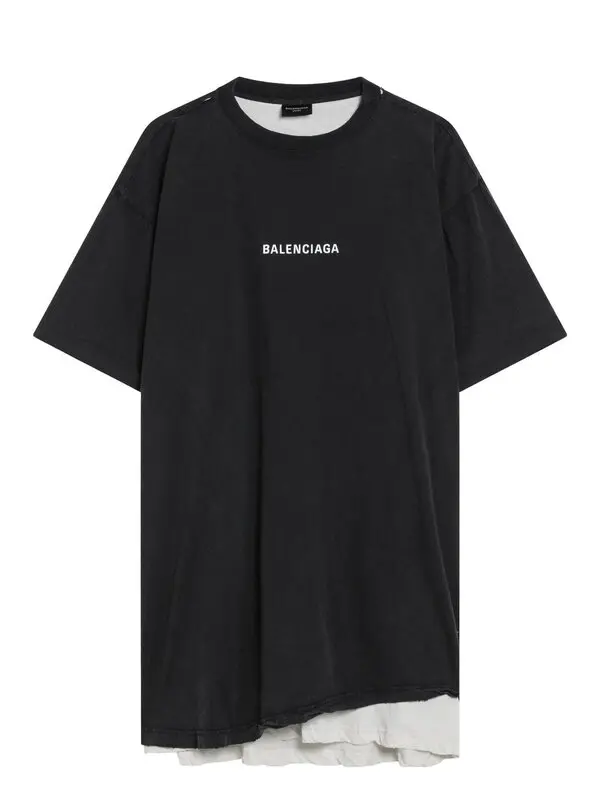 Balenciaga Faded Double Back T Shirt - Black