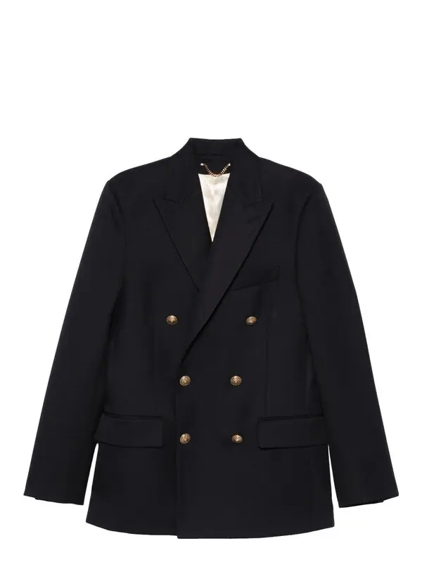 GOLDEN GOOSE Wool Double-breasted Blazer Jacket - Blue