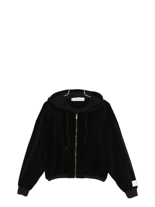GOLDEN GOOSE Cotton Cropped Hoodie - Black
