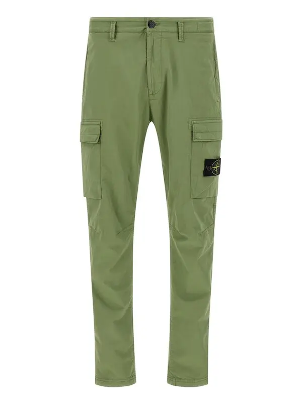 Stone Island Logo Badge Cargo Pants - Green