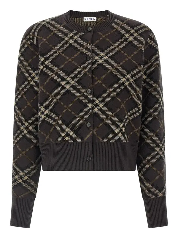 Burberry Double Face Wool And Cashmere Georgette Cardigan - Brown