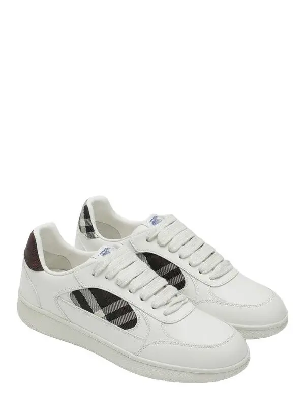 Burberry Leather And Check Sneaker Terrace - White