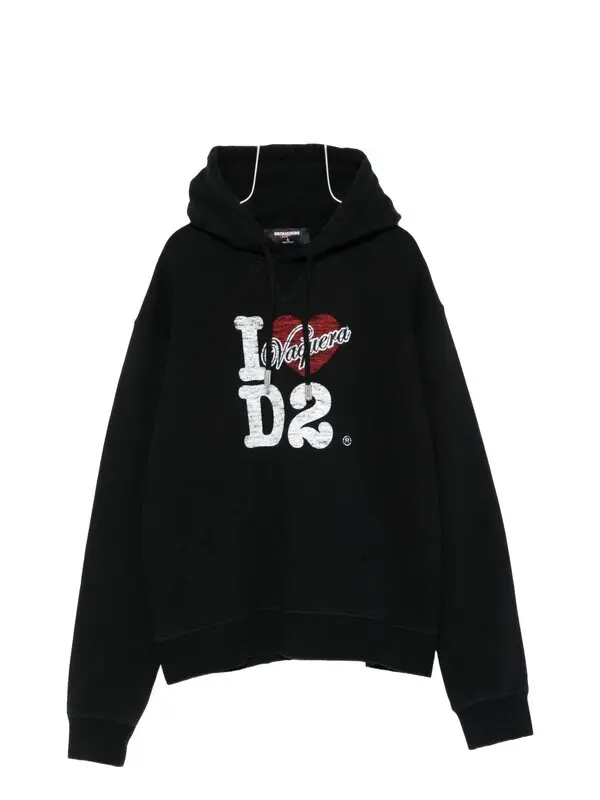 Dsquared2 Logo Cotton Hoodie - Black