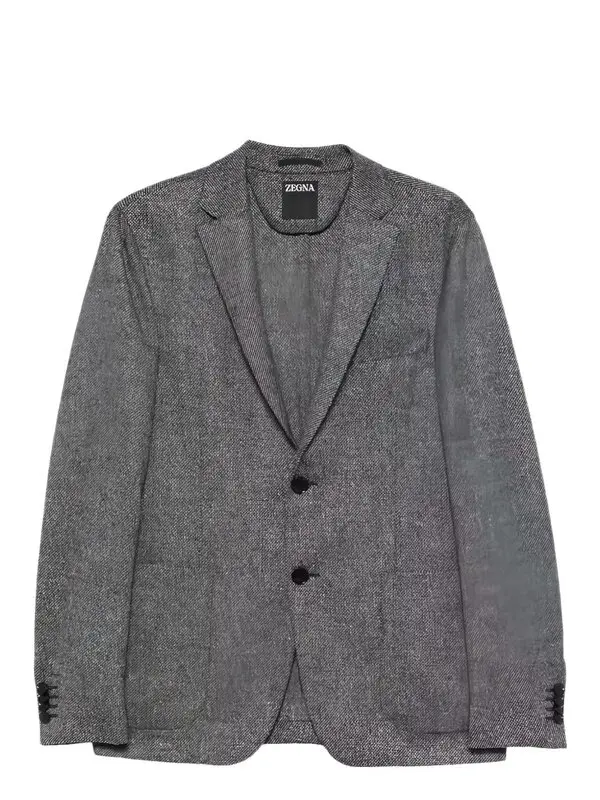 Zegna Buttoned Herringbone-pattern Blazer - Grey