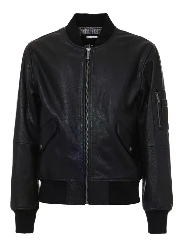 Just Cavalli Zip-up Leather Jacket - Black