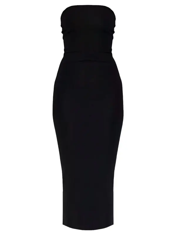 ENTIRE STUDIOS Strapless Ribbed Knit Midi Dress - Black