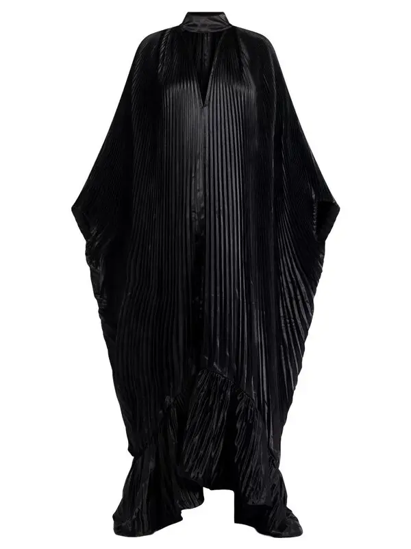 L'IDEE Pleated Ruffled Empire Dress - Black