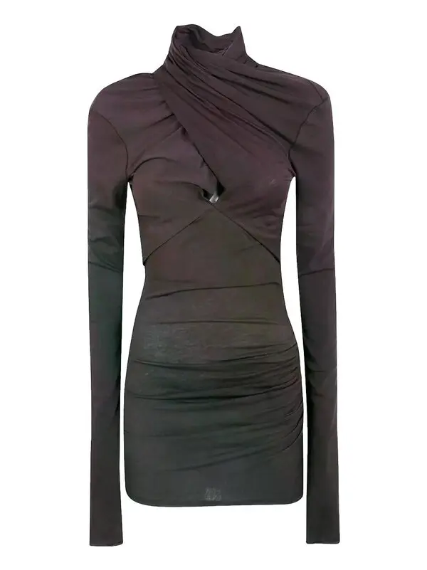 ENTIRE STUDIOS Draped High-neck Top - Brown