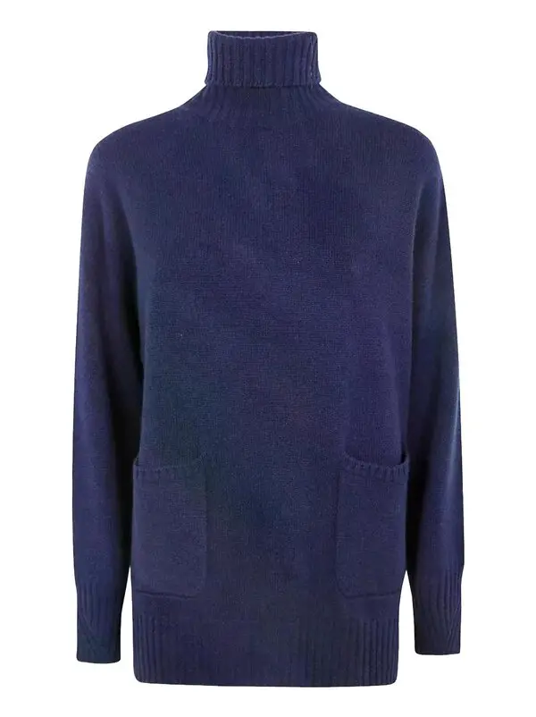 DRUMOHR Roll-neck Pocket Sweater - Blue