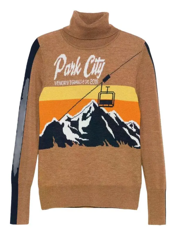 WE NORWEGIANS Mountain Print Sweater - Brown