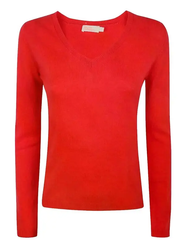 ABSOLUT CASHMERE V-neck Fine Knit Sweater - Red