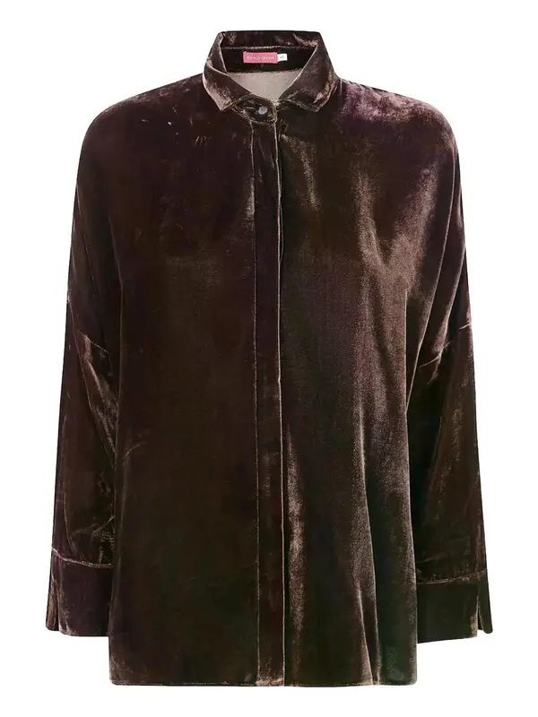 BIANCO LEVRIN Velvet Button-down Shirt - Brown
