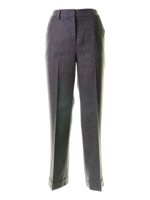VIA MASINI 80 Herringbone Cuffed Trousers - Grey