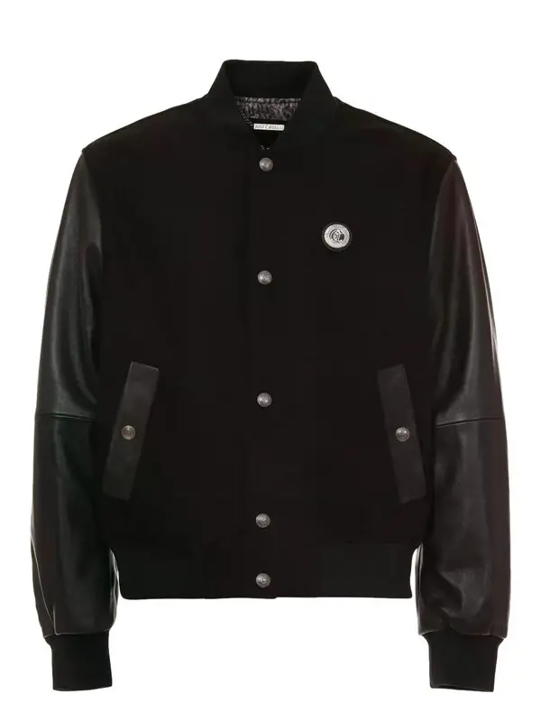 Just Cavalli Leather-sleeves Bomber Jacket - Black
