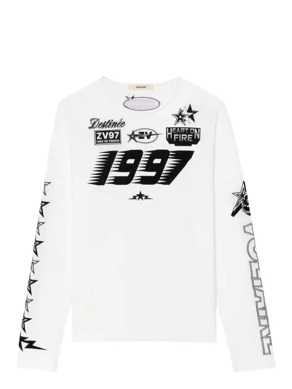 Zadig&Voltaire Multi Cross Floc Timo Long-sleeved T-shirt - White