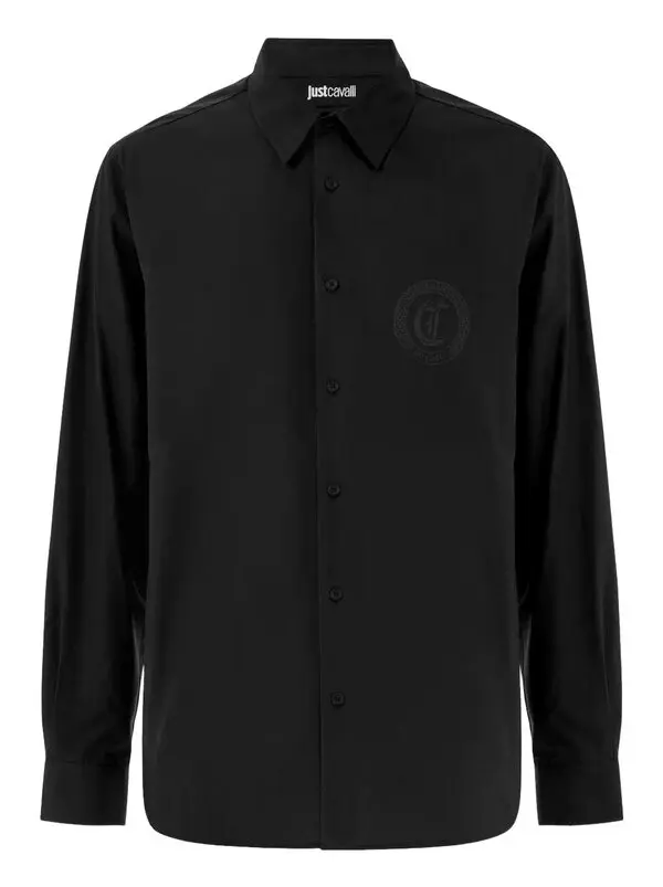 Just Cavalli Logo-emblem Long-sleeve Shirt - Black