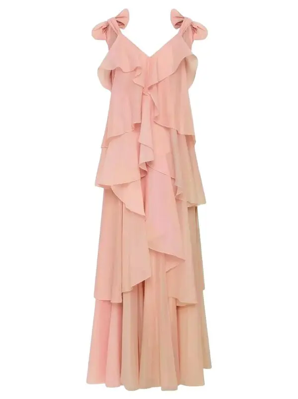 Aje Gracie Ruffled Bow Maxi Dress - Pink