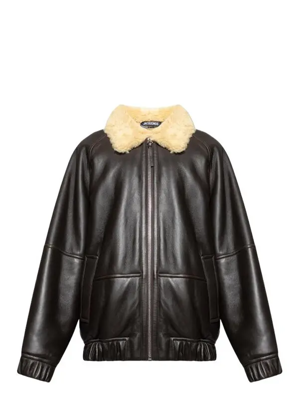 Jacquemus Shearling Aviator Jacket - Brown