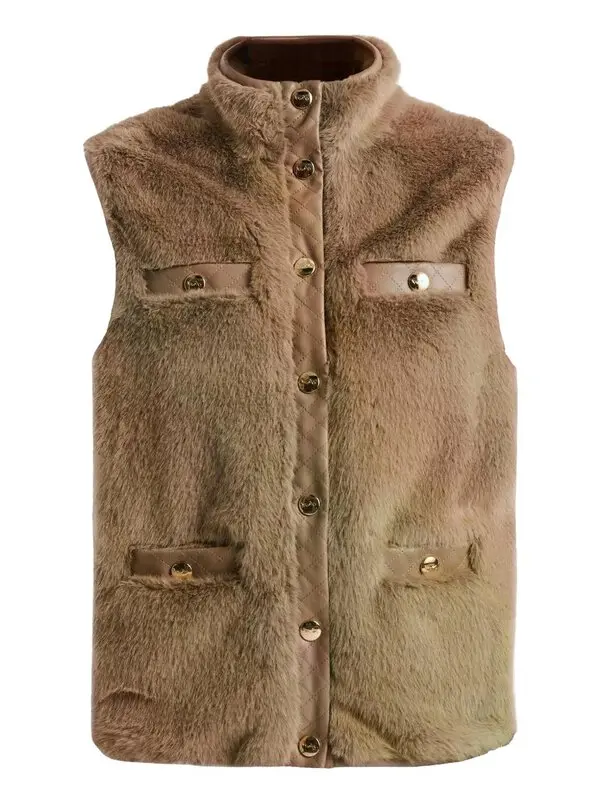 WEILL Bi-material Sleeveless Gilet - Neutrals