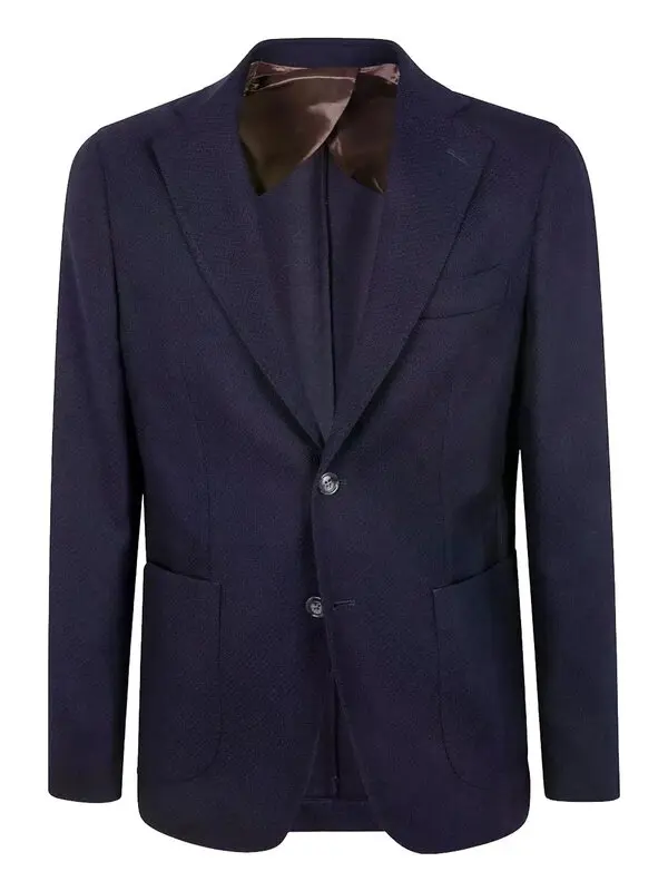 BARBA NAPOLI Bactive Mono Textured Blazer - Blue