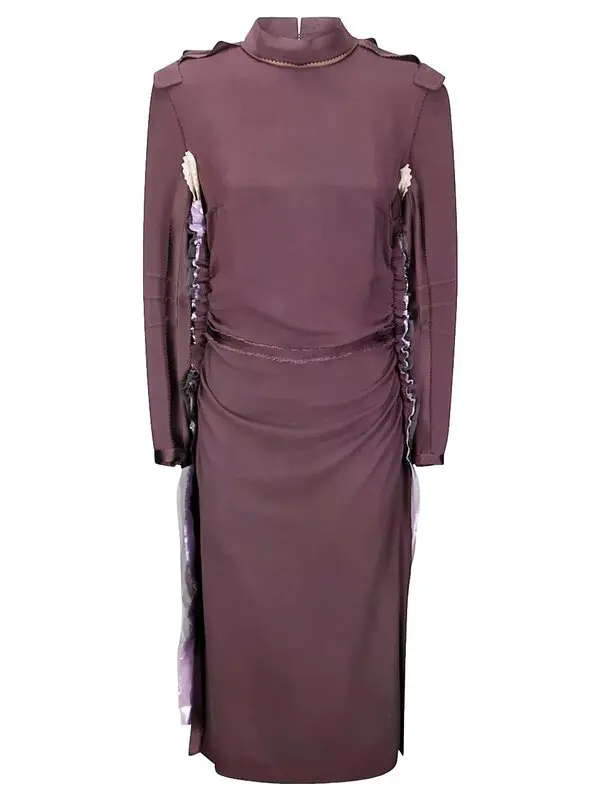 MAISON MARGIELA Ruffled-trim Dropped Midi Dress - Purple