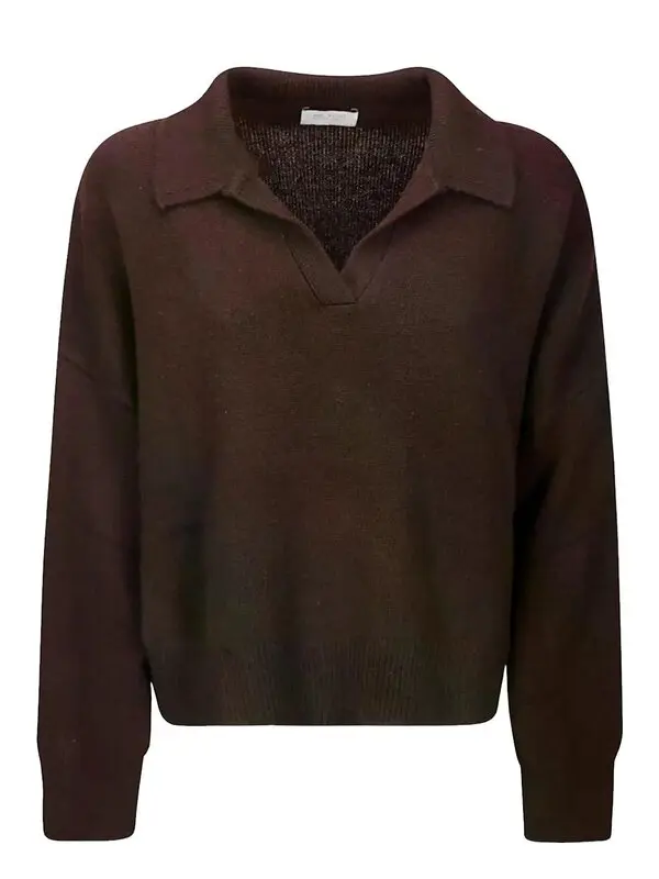 BE YOU Polo-collar Sweater - Brown
