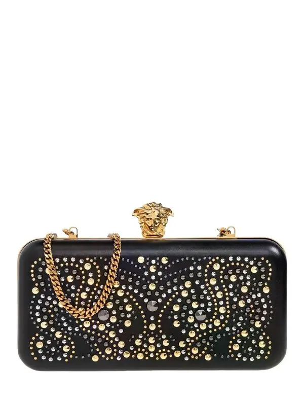 Versace Embellished Chain Clutch - Black