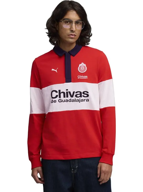 PUMA Chivas Long Sleeve Rugby Polo Shirt - Red