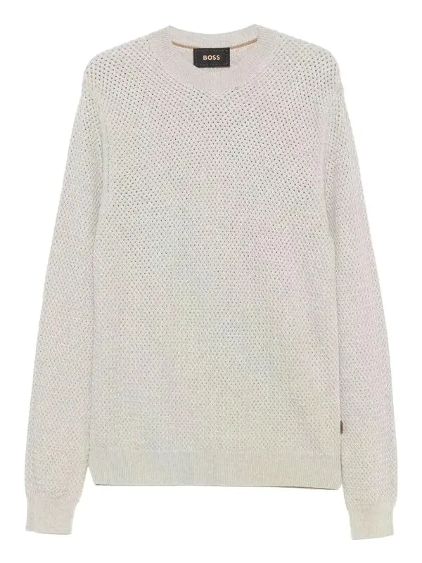 Hugo Boss Braided Knit Crew-neck Sweater - Grey