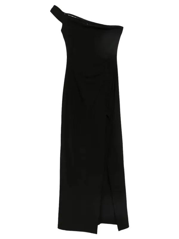ELEH One-shoulder Side-slit Midi Dress - Black