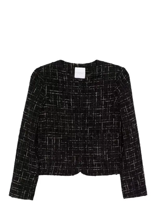 CENERE GB Button-down Tweed Jacket - Black