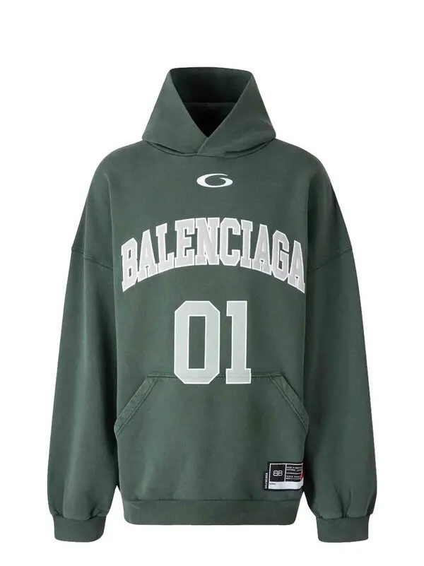 Balenciaga Hooded Sweatshirt With Logo - Dark Green