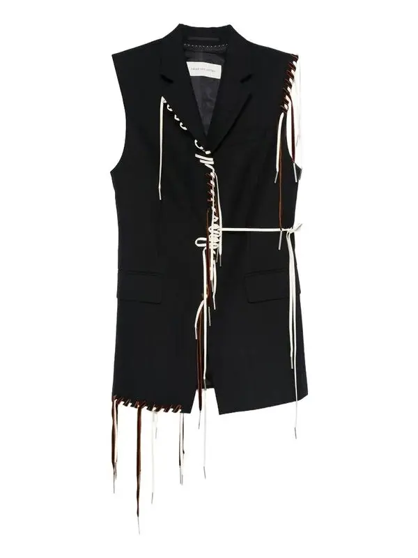Dries Van Noten Sleeveless Jacket With Lace-up Detail - Black